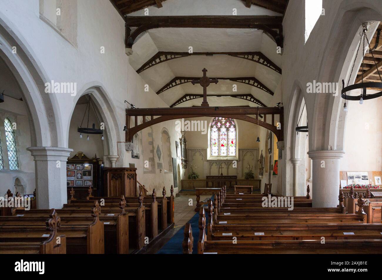interior of village parish church at Hintlesham, Suffolk, England, UK ...
