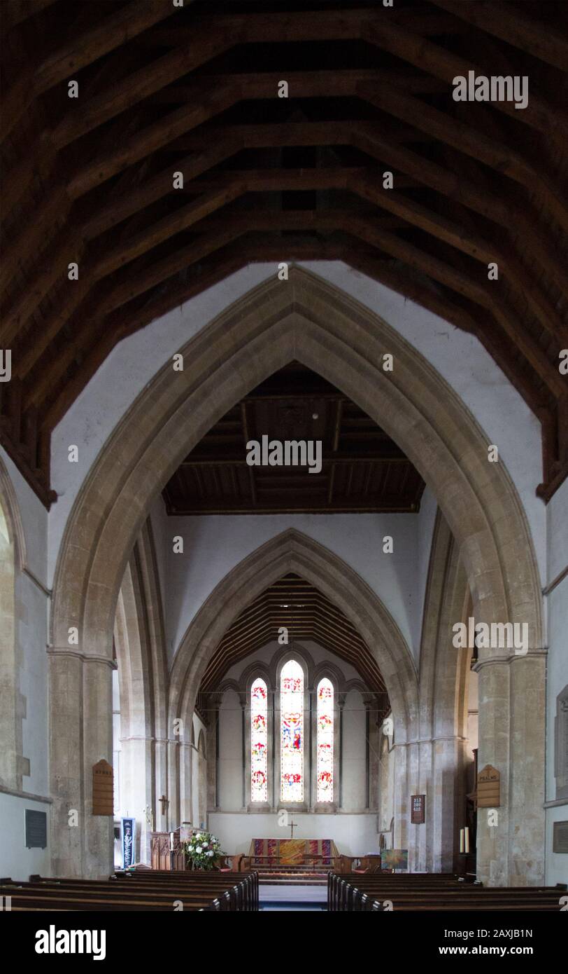 Early English architecture from the 13th century inside the church at ...