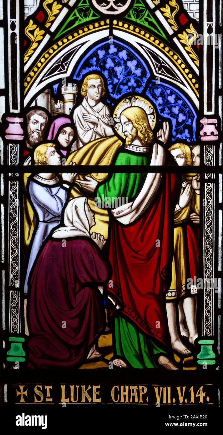 Victorian stained glass window son of the widow of Nain, circa 1852 by ...