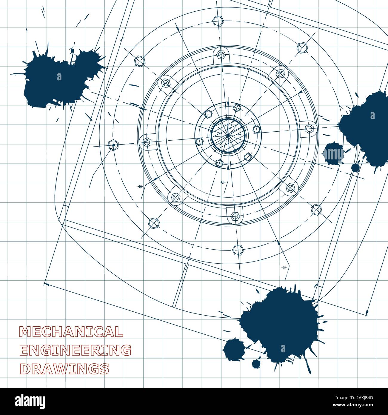 Mechanical engineering drawings. Engineering illustration. Vector ...
