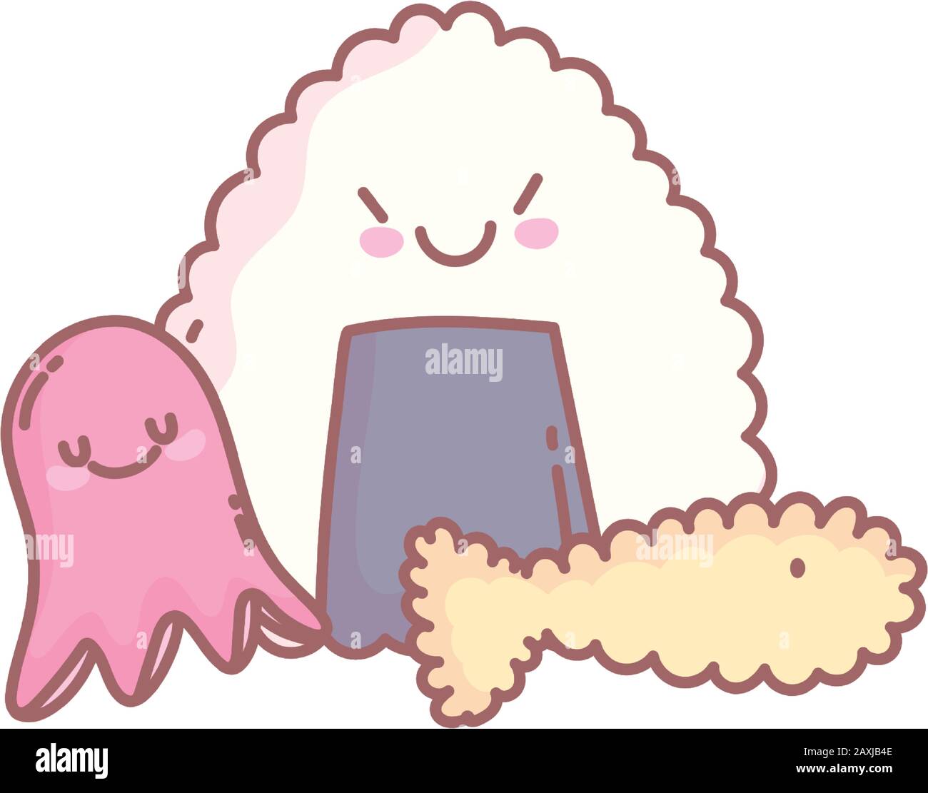 rice sushi tempura fish and octopus menu restaurant cartoon food cute ...