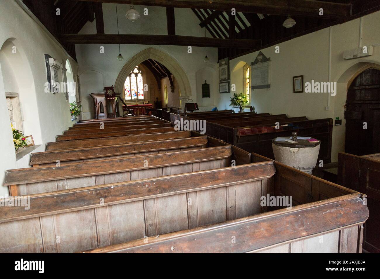 Wooden box-pews, various dates from the 17th century, church of Saint ...