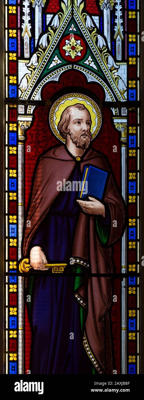 Saint Peter, stained glass window circa 1846 thought to be by Wailes ...