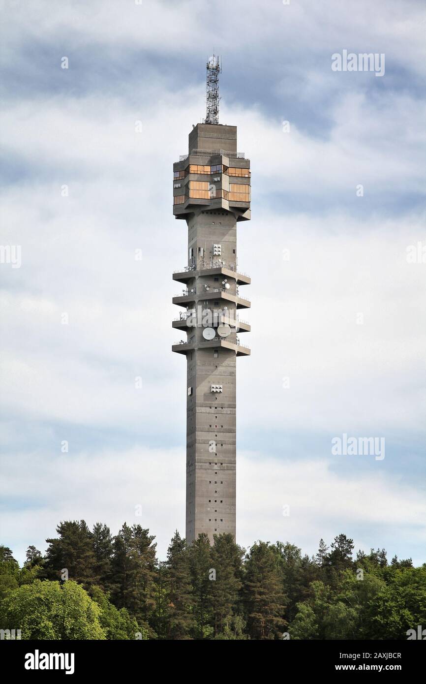 STOCKHOLM, SWEDEN - MAY 31, 2010: Stockholm TV tower exterior view in ...