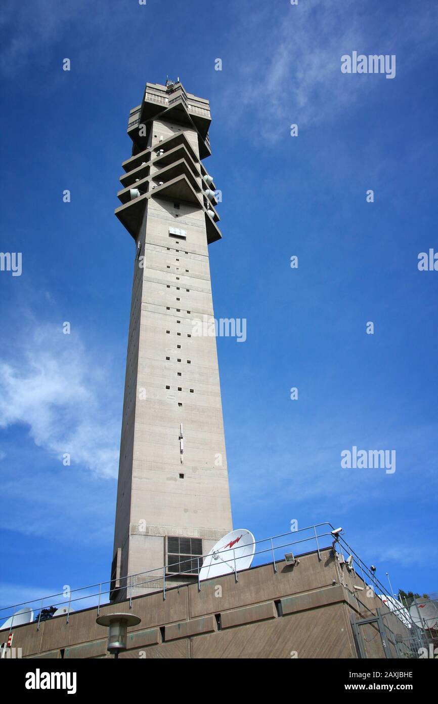 STOCKHOLM, SWEDEN - MAY 31, 2010: Stockholm TV tower exterior view in ...