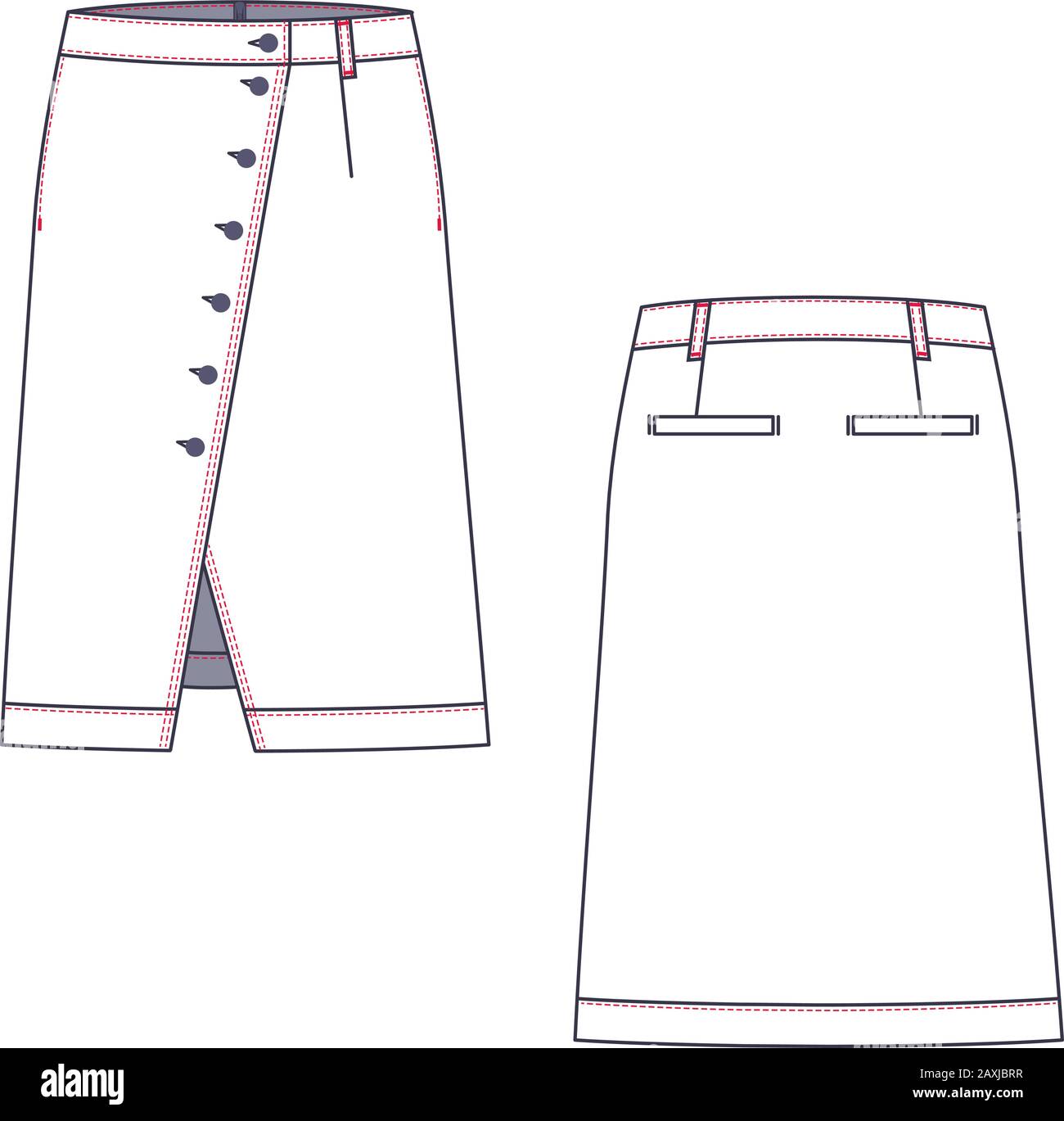 Female cut out denim skirt vector template isolated on a white ...