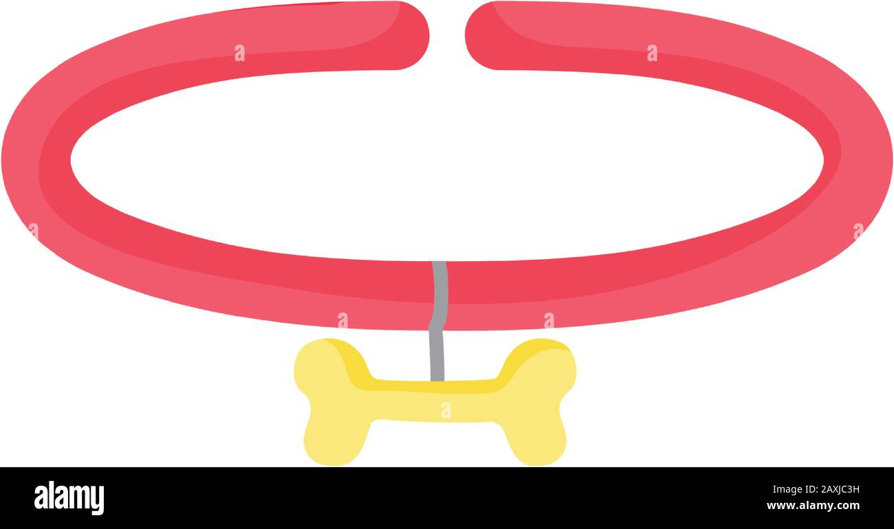 collar with bone accessory for pets on white background vector ...