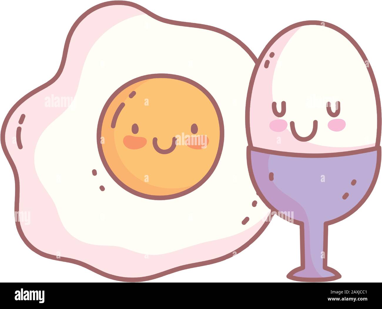 boiled and fried eggs breakfast menu restaurant food cute vector ...