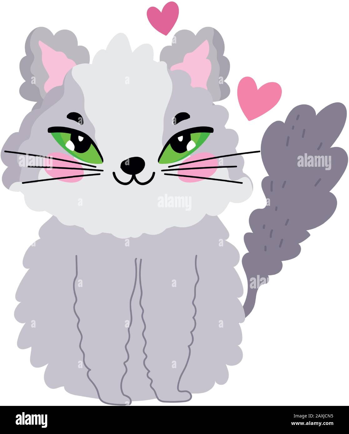 furry cat cartoon feline character pets vector illustration Stock ...