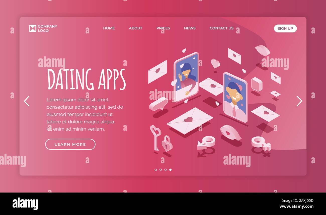 Dating application landing page template with text space. Smiling man ...