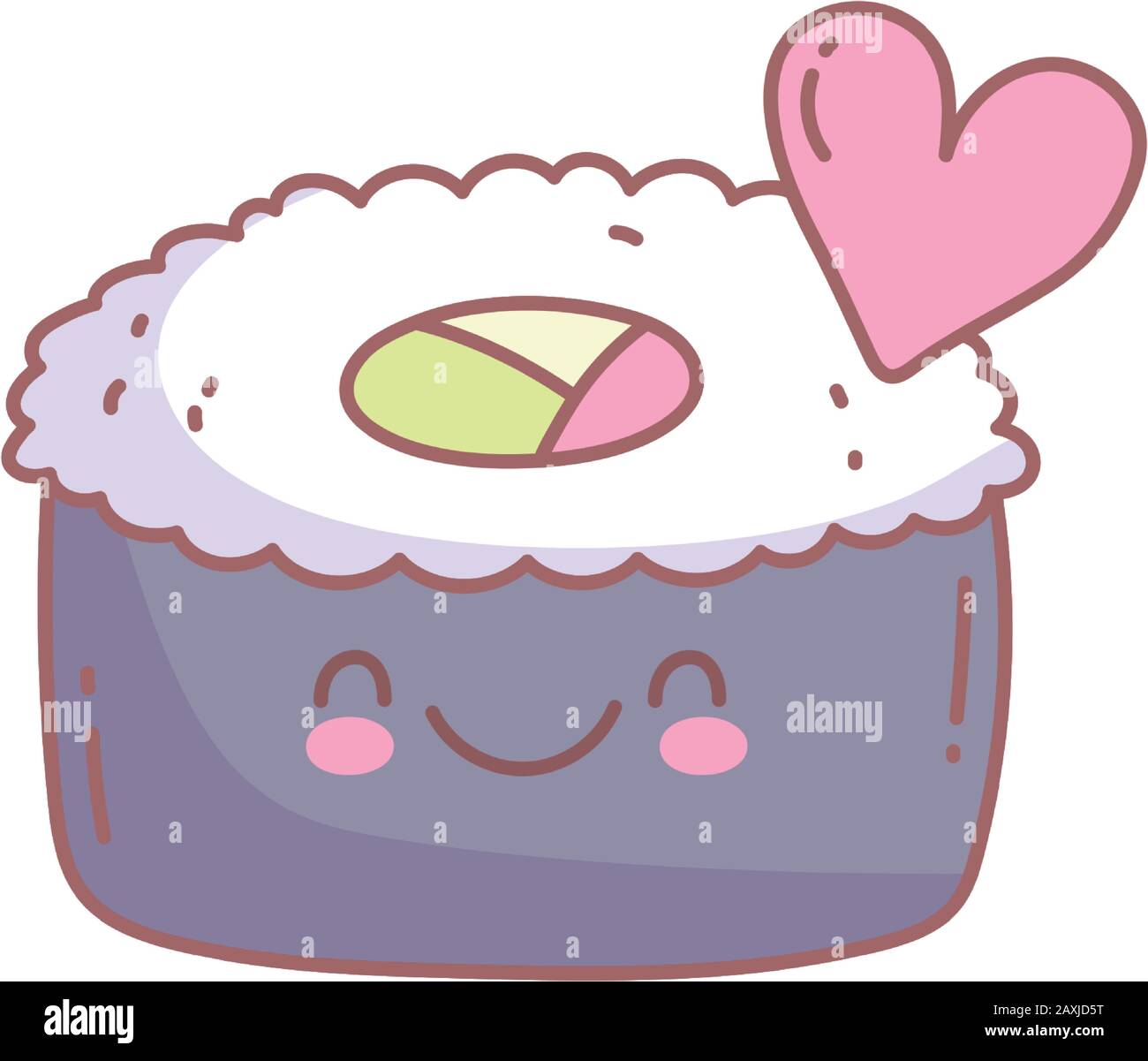 sushi love menu restaurant cartoon food cute vector illustration Stock ...