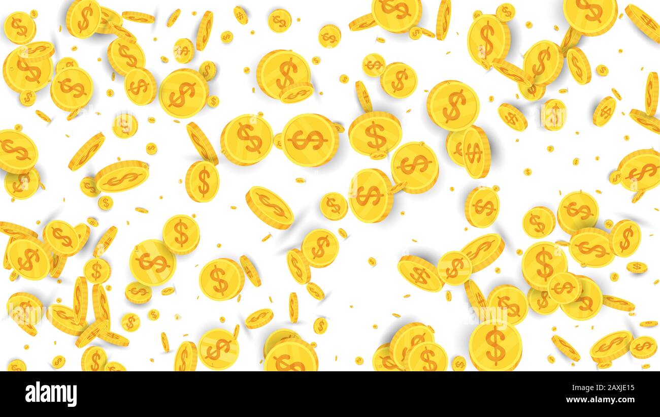 Spinning flying gold coins on white background Stock Vector Image & Art ...