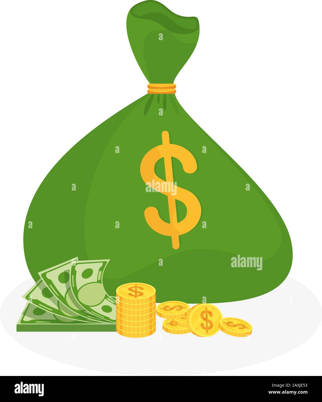 Tied up a green bank bag. Metaphor of success and wealth Stock Vector ...