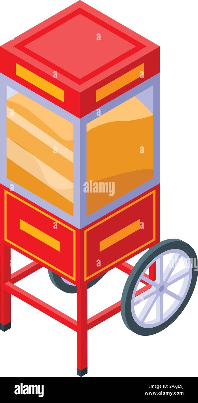 Popcorn cart icon, isometric style Stock Vector Image & Art - Alamy