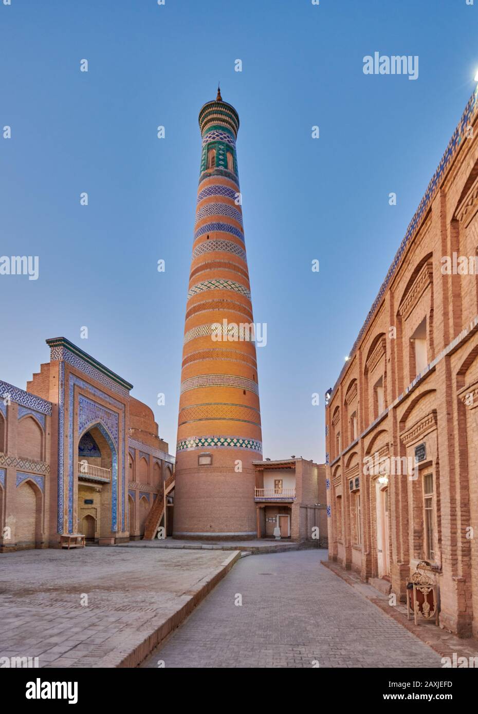 Islam Khodja or Islam Khoja Minaret and Madrassah, Itchan-Kala, Khiva ...