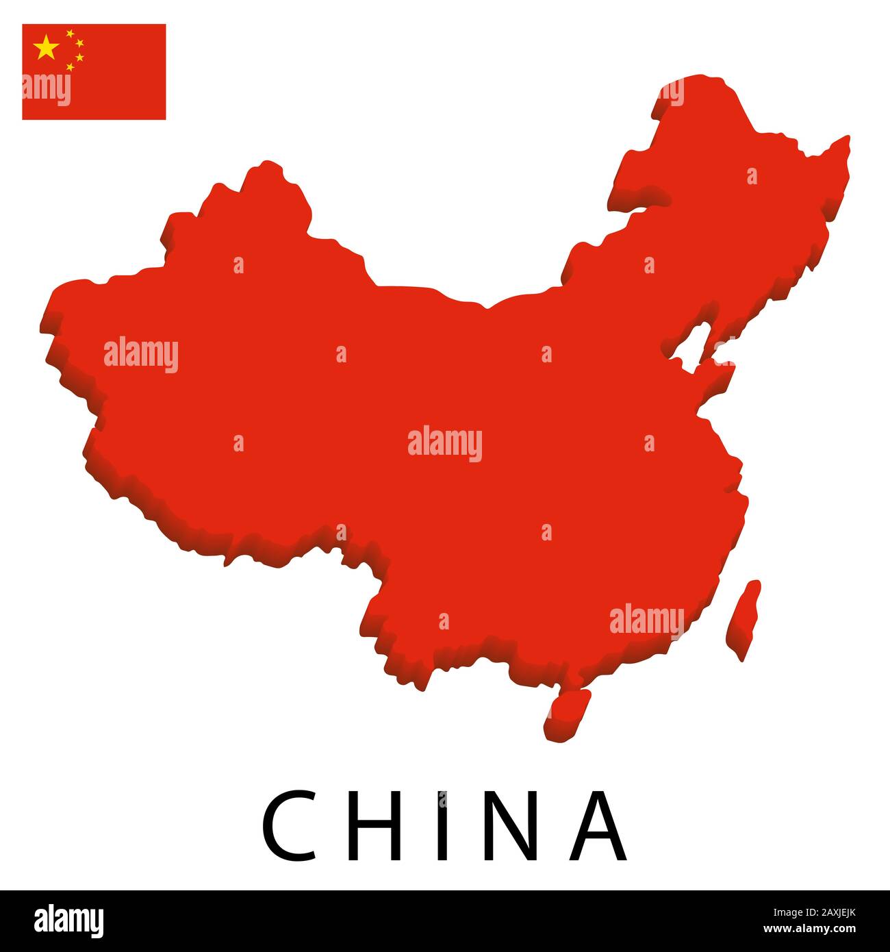 China map isolated on white background. Map with shadow. Vector ...