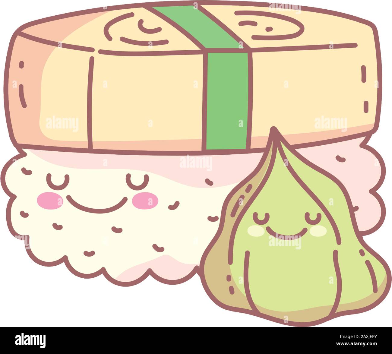 wasabi and sushi characters menu restaurant cartoon food cute vector ...