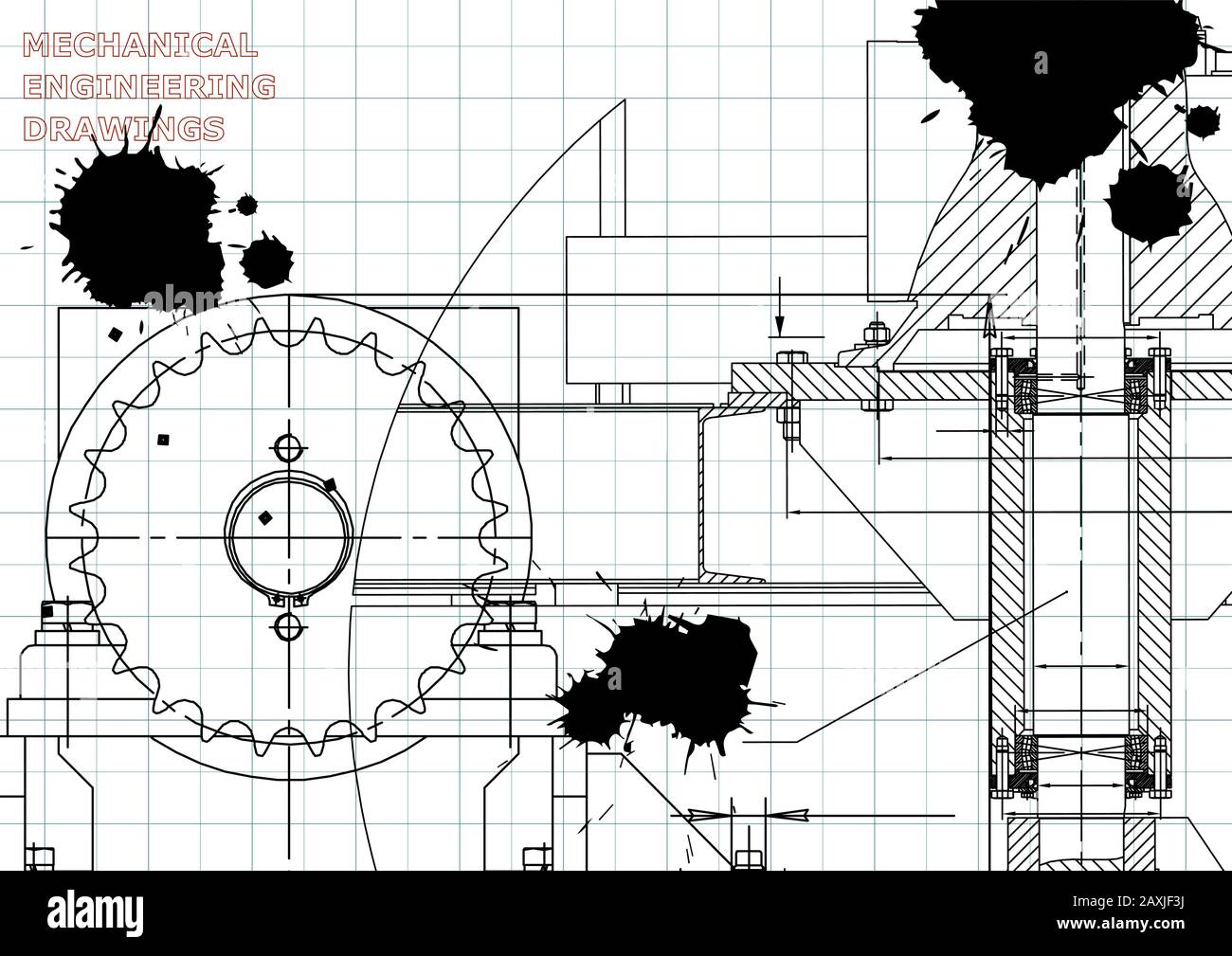 Blueprints. Engineering backgrounds. Mechanical engineering drawings ...