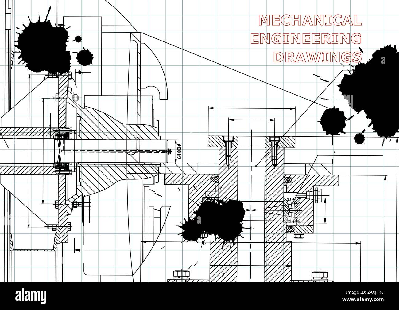 Technical illustration. Mechanical engineering. Backgrounds of ...