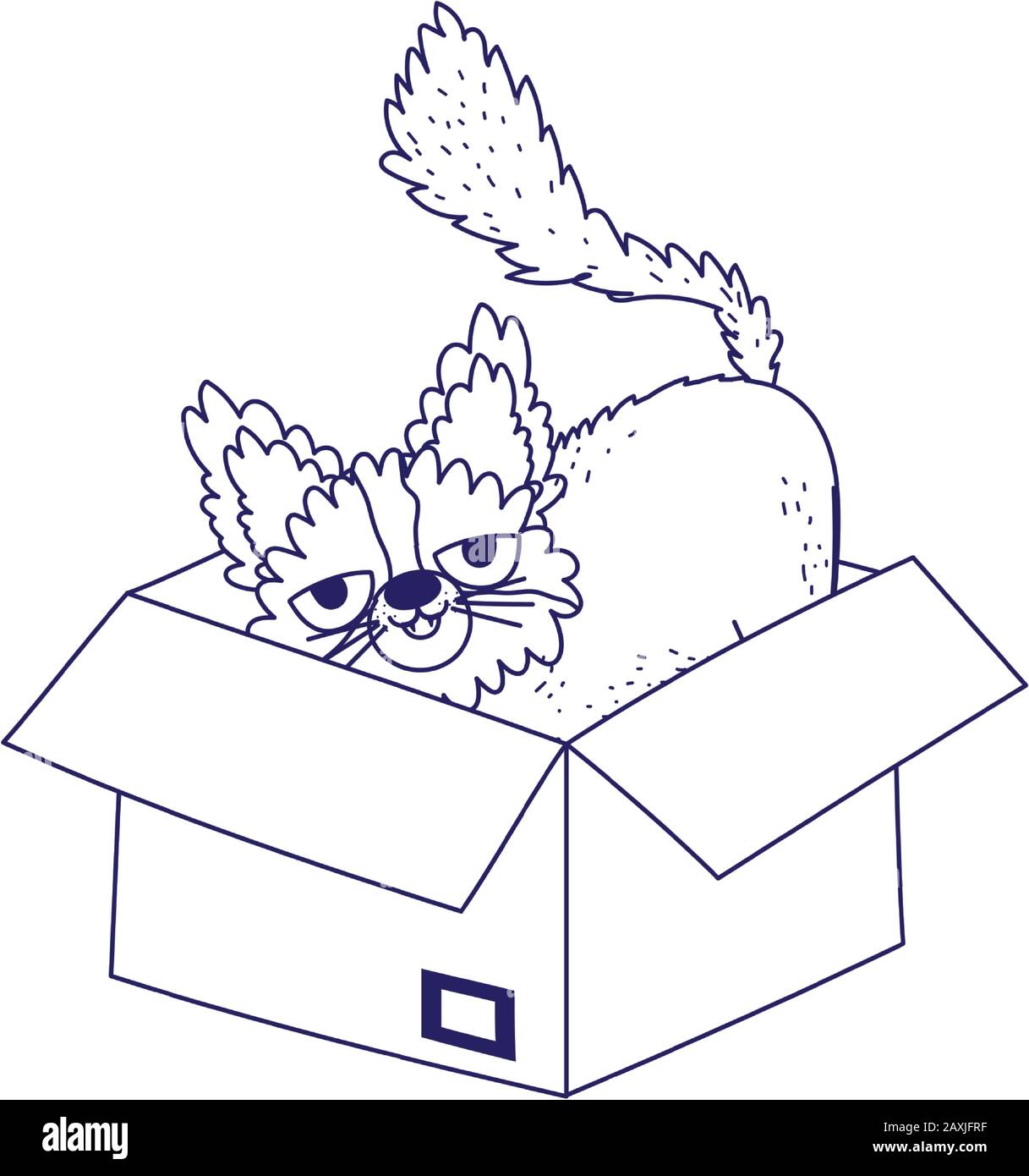 cat sitting in cardboard box abandoned cartoon pets vector illustration ...