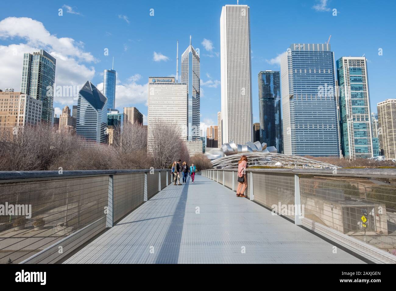 Chicago skyline viewed from Millenium Park during early spring. Chicago ...