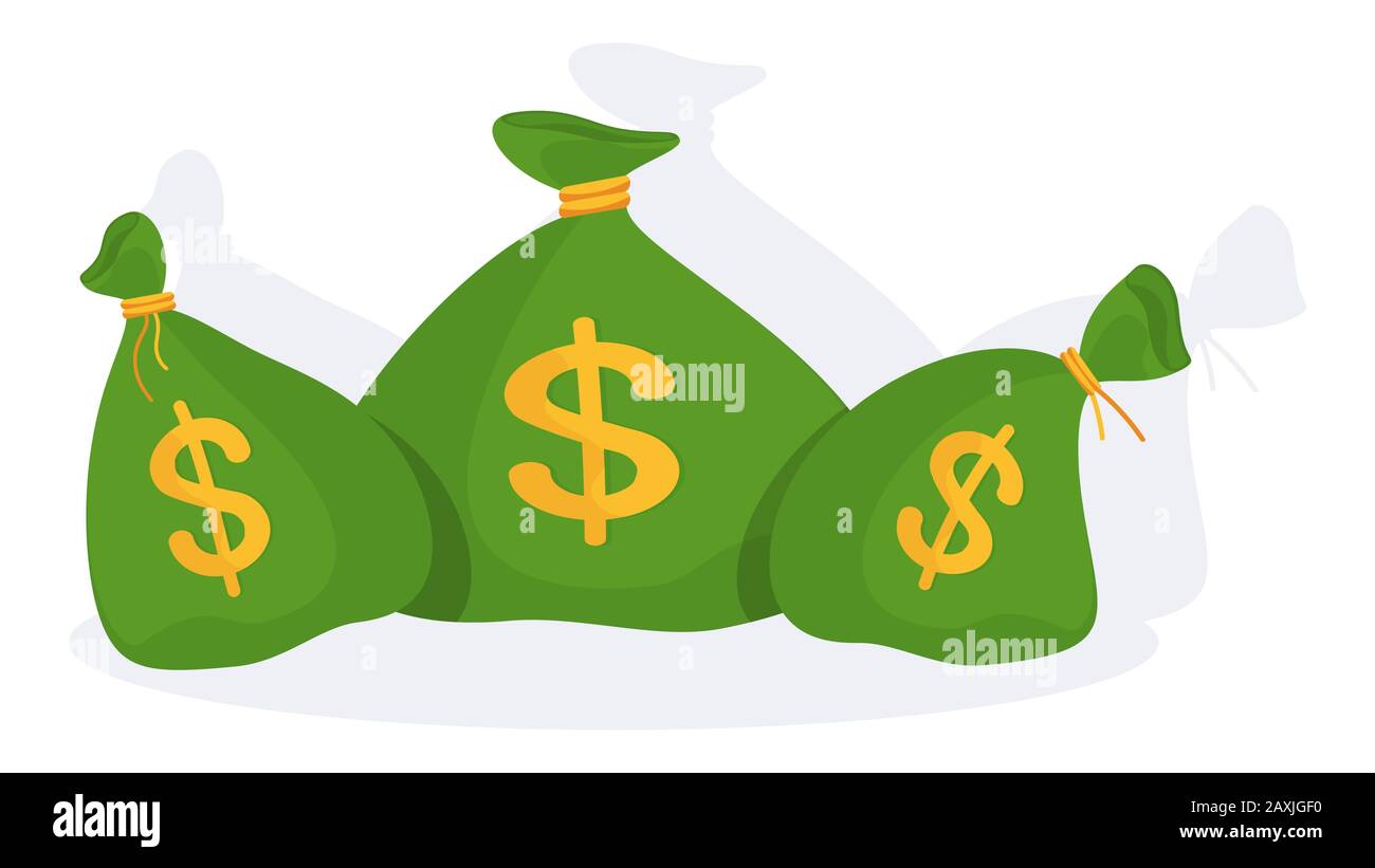 Three big tied up a green bank bag. Metaphor of success Stock Vector ...