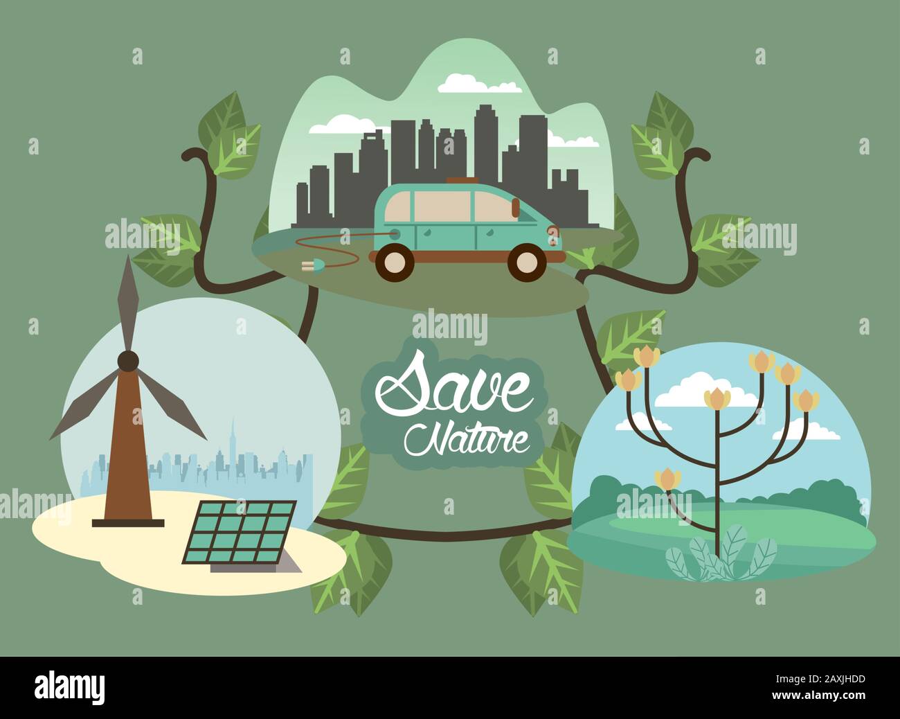 Flowers and wind turbine Stock Vector Images - Alamy