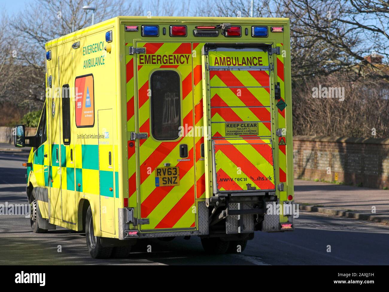 A South East Coast ambulance outside Worthing Hospital in West Sussex ...
