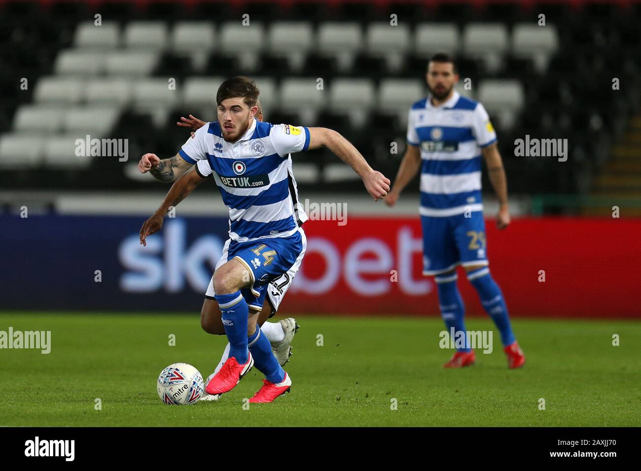 Swansea, UK. 11th Feb, 2020. Ryan Manning of Queens Park Rangers in ...
