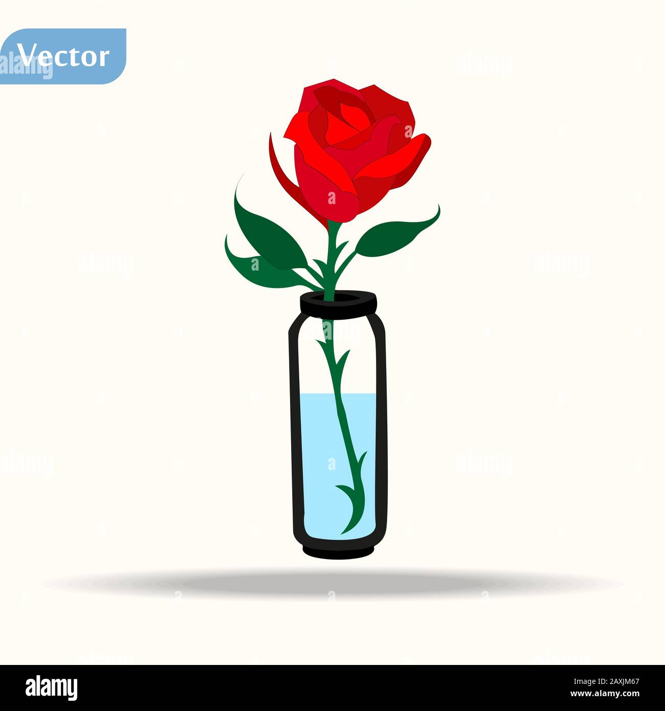 Single rose and vase Stock Vector Images - Alamy