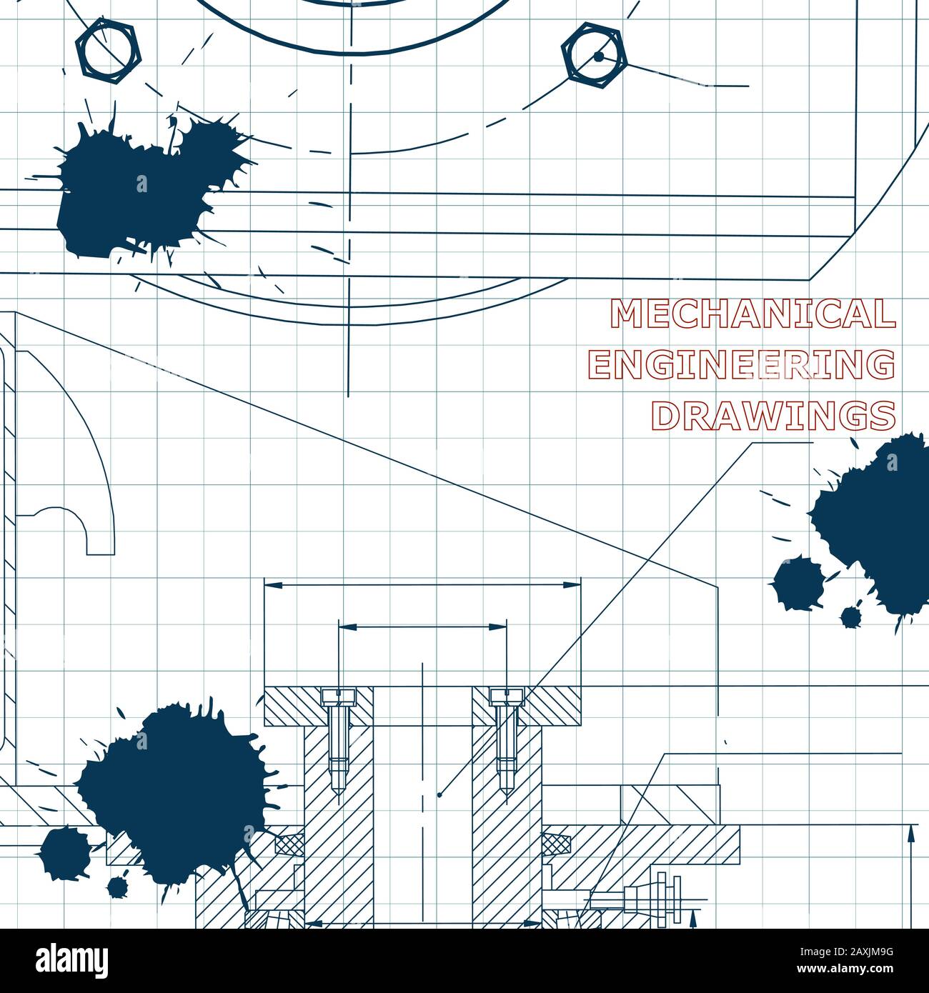 Mechanics. Technical design. Engineering style Draft Ink Blots Stock ...