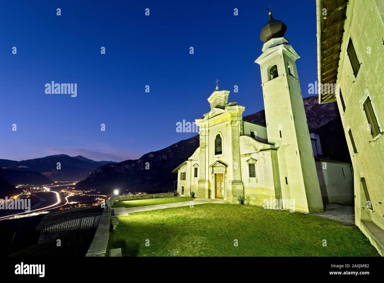 The baroque architecture of the San Valentino sanctuary in Ala. Trento ...