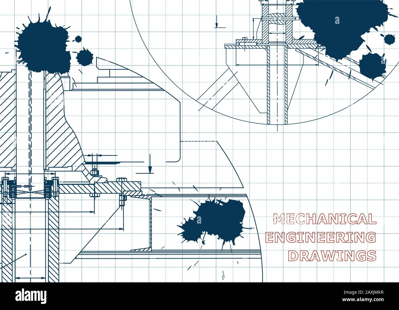 Mechanical engineering. Technical illustration. Background. Draft. Ink ...