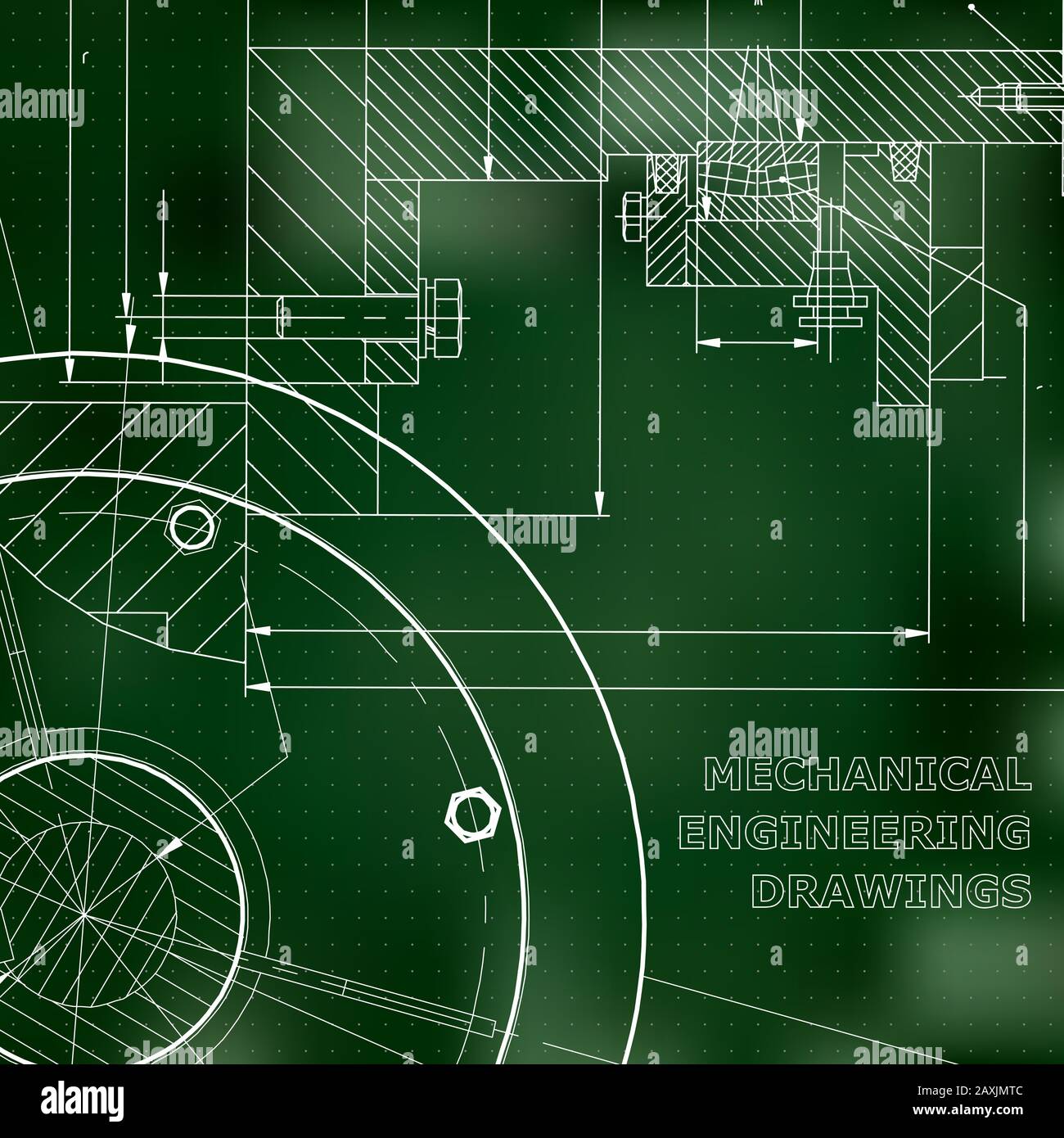 Backgrounds of engineering subjects. Technical illustration. Green ...