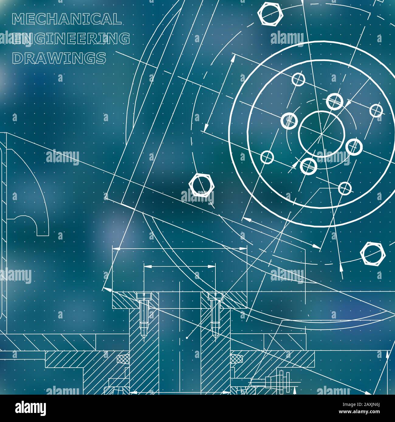Mechanics. Technical design. Engineering. Blue background. Points Stock ...