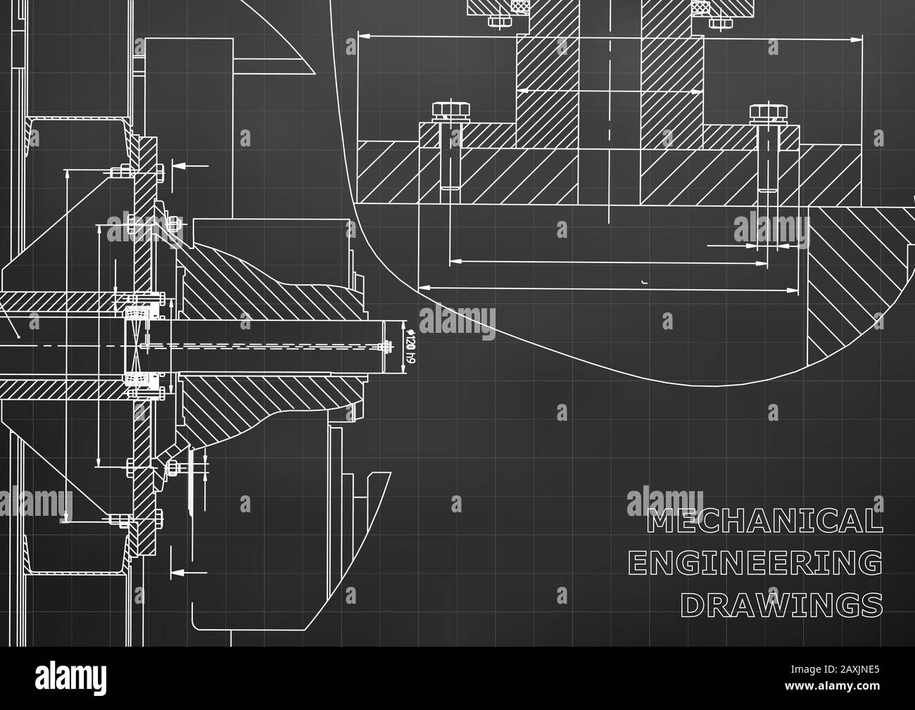 Technical illustration. Mechanical engineering. Backgrounds of ...