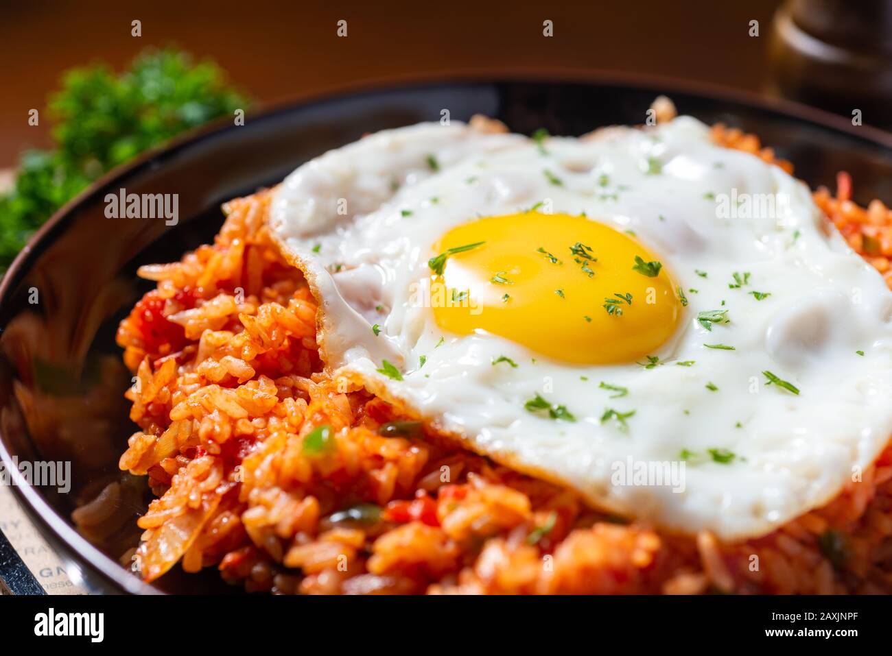 Korean Kimchi Rice with sunny side up egg Stock Photo - Alamy