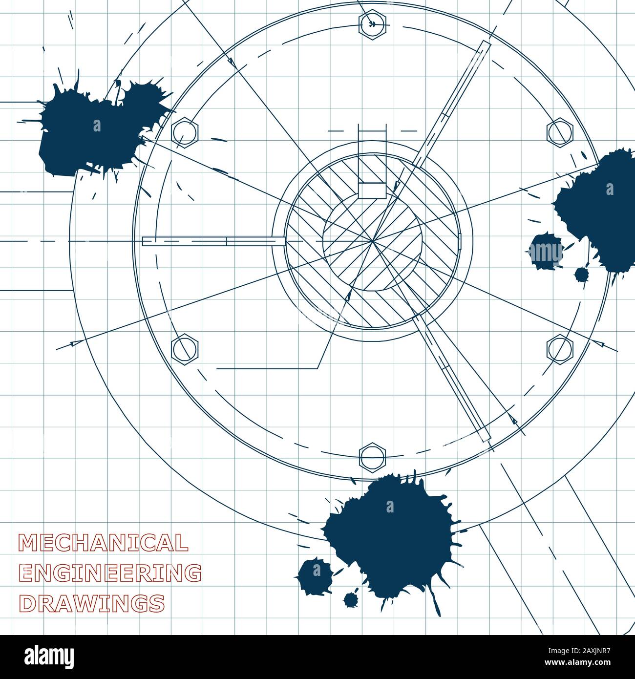 Mechanical engineering drawings. Engineering illustration. Draft Ink ...