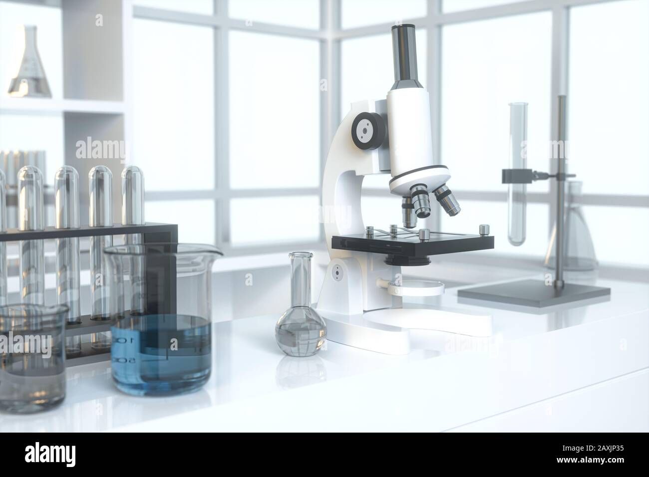 Experimental apparatus with an empty laboratory,white background,3d ...