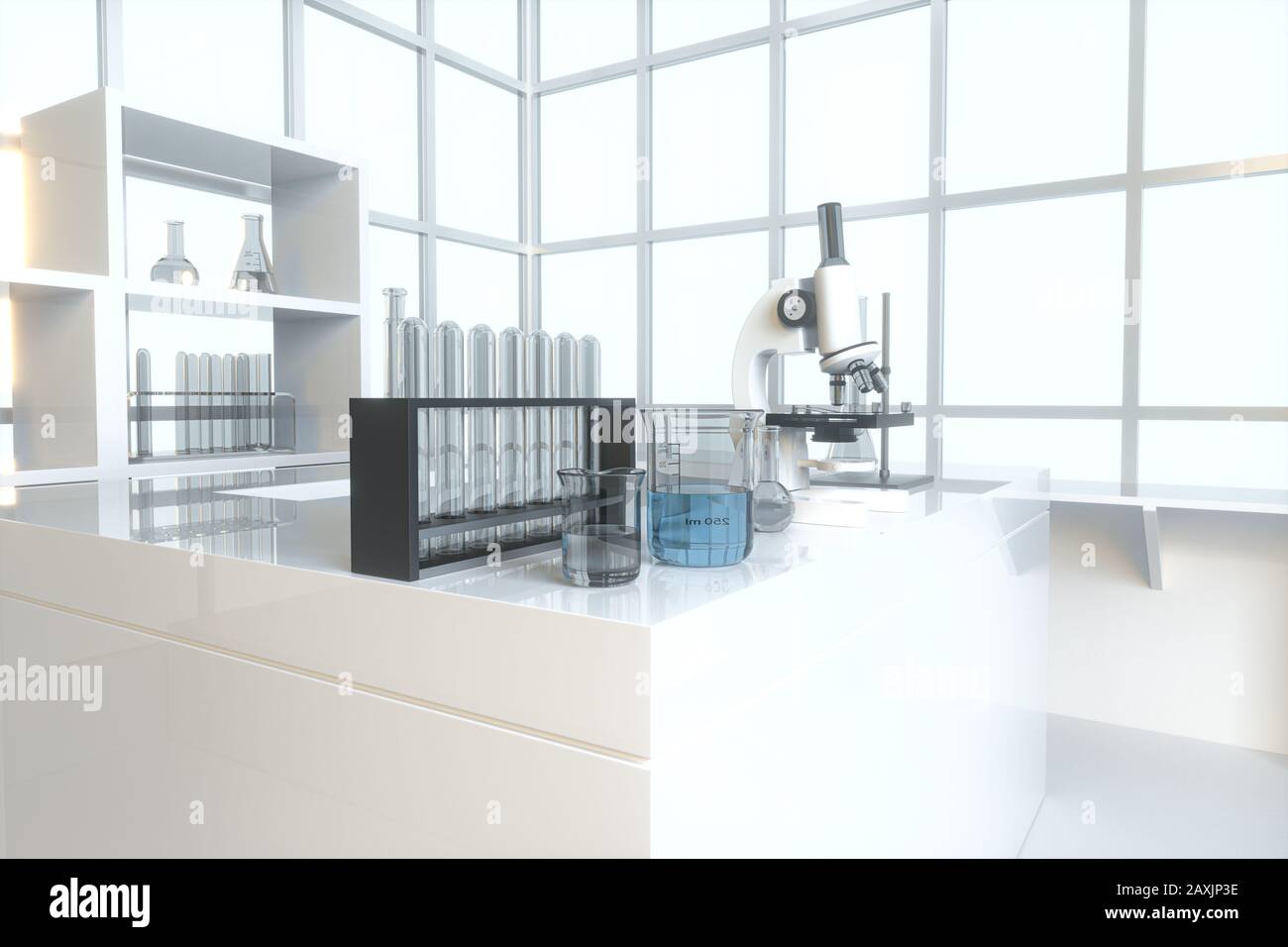 Experimental apparatus with an empty laboratory,white background,3d ...
