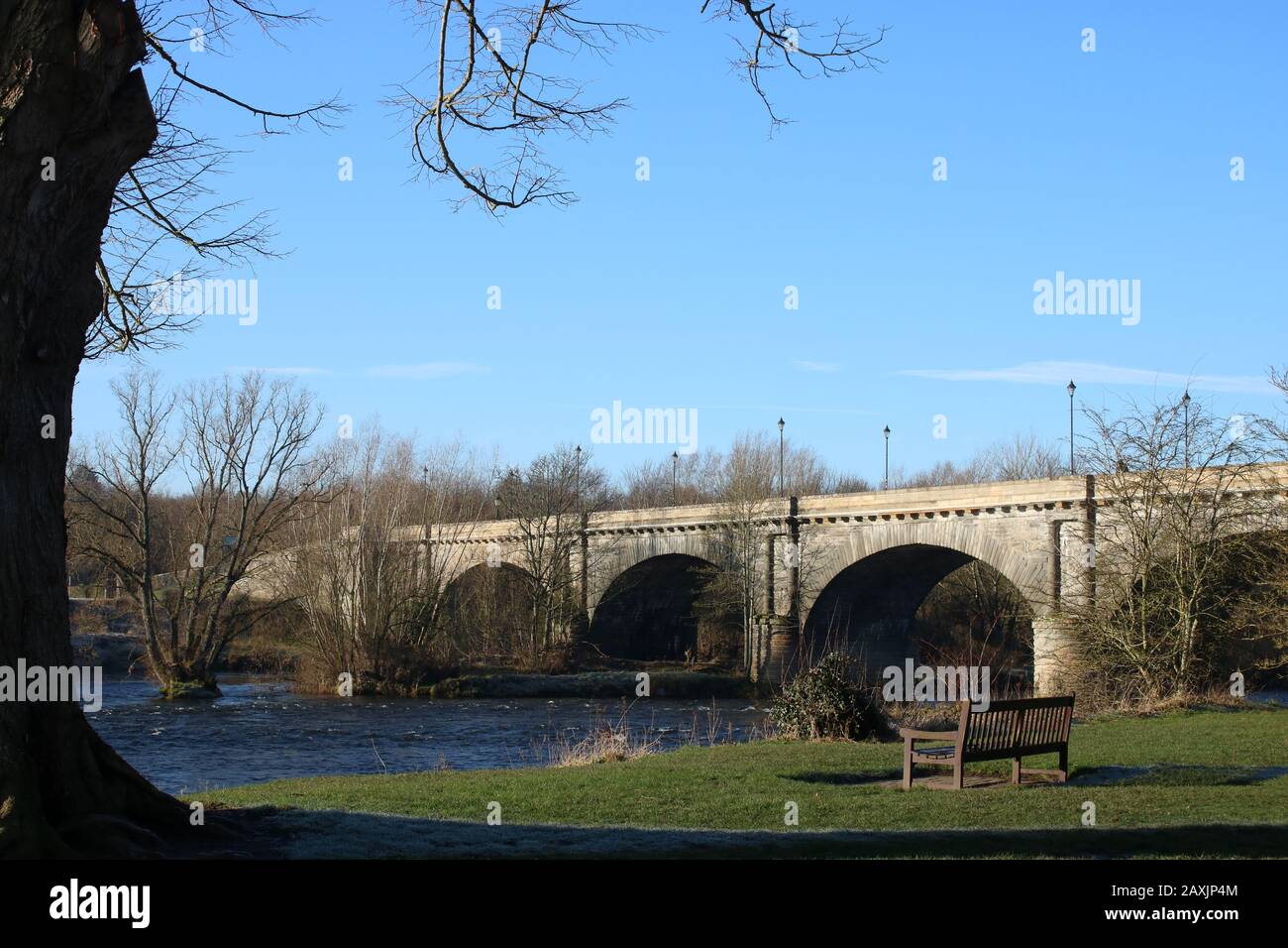 Kelso Bridge or Rennie's Bridge over the River Tweed in Kelso, Scottish ...