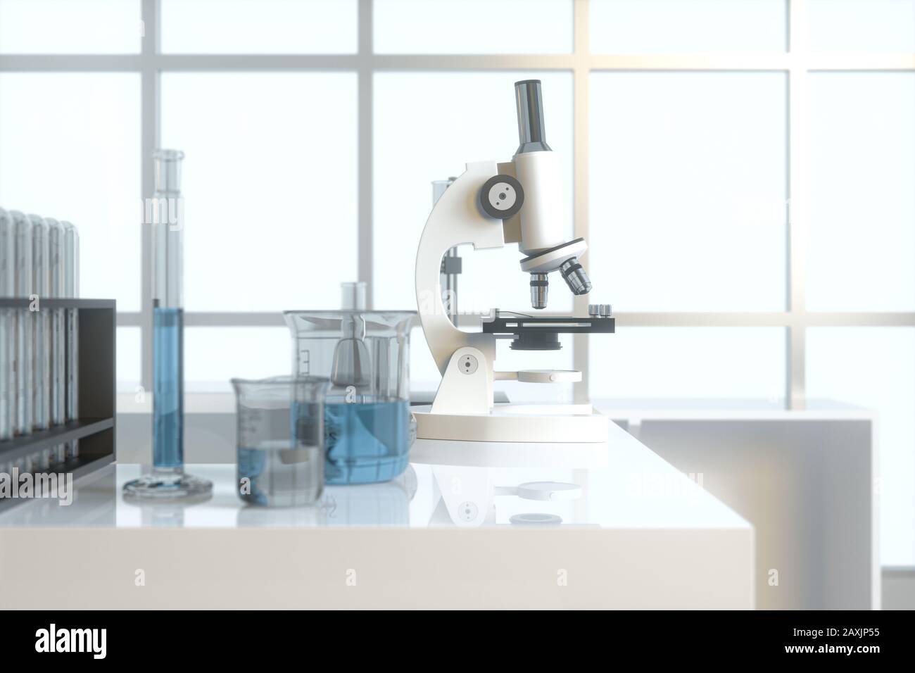 Experimental apparatus with an empty laboratory,white background,3d ...