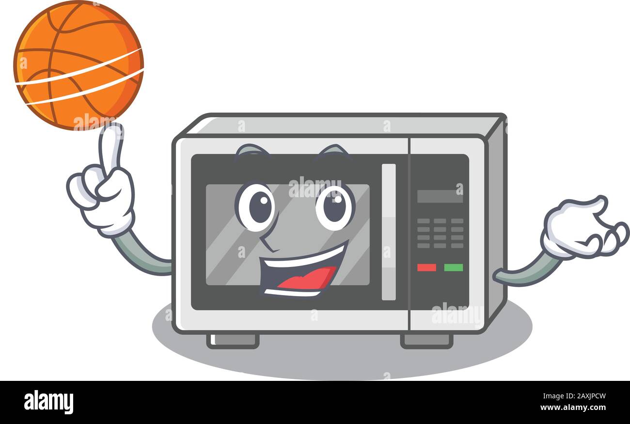 A mascot picture of microwave cartoon character playing basketball ...