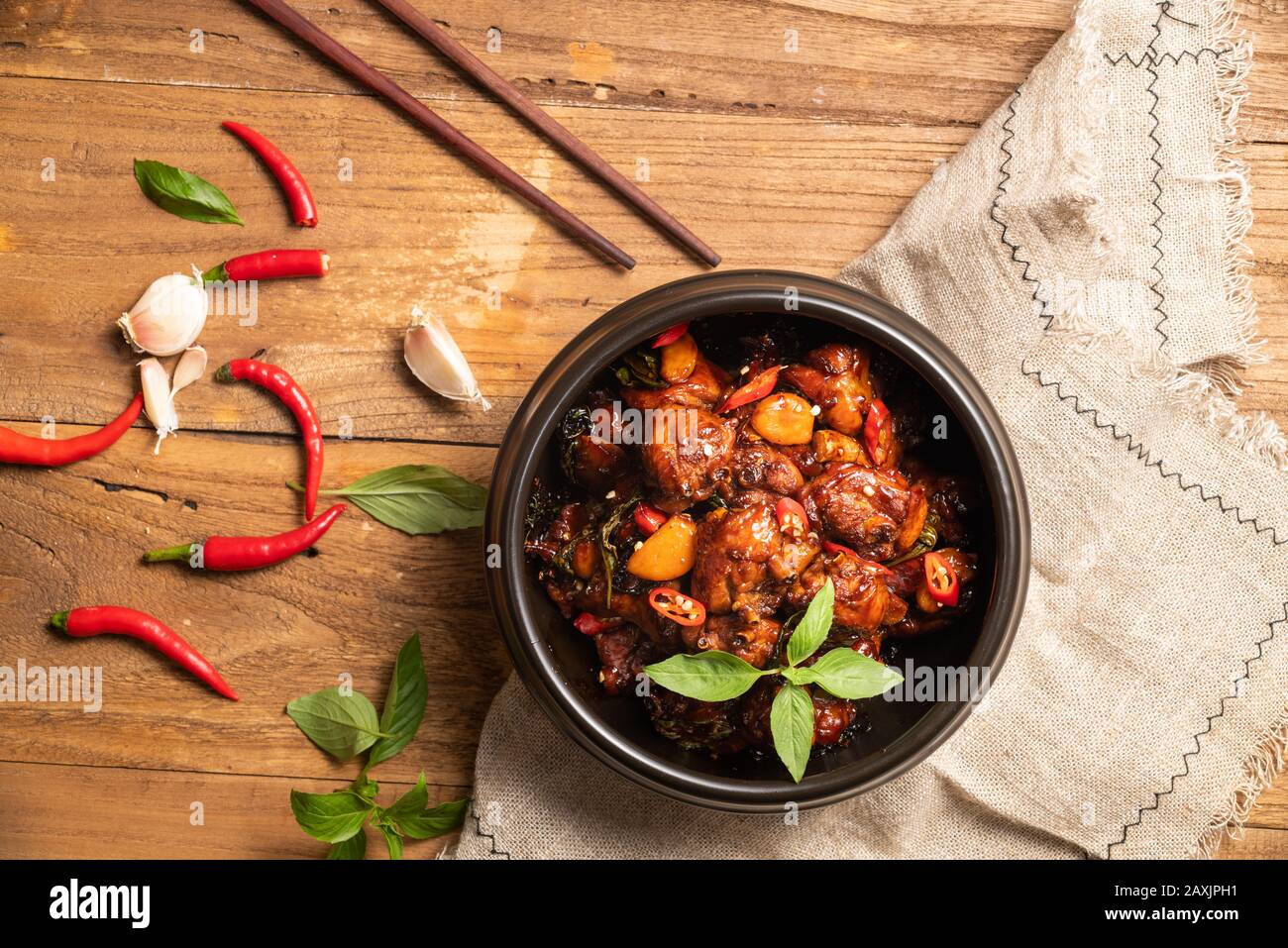 Delicious traditional Chinese three cups chicken dish Stock Photo - Alamy