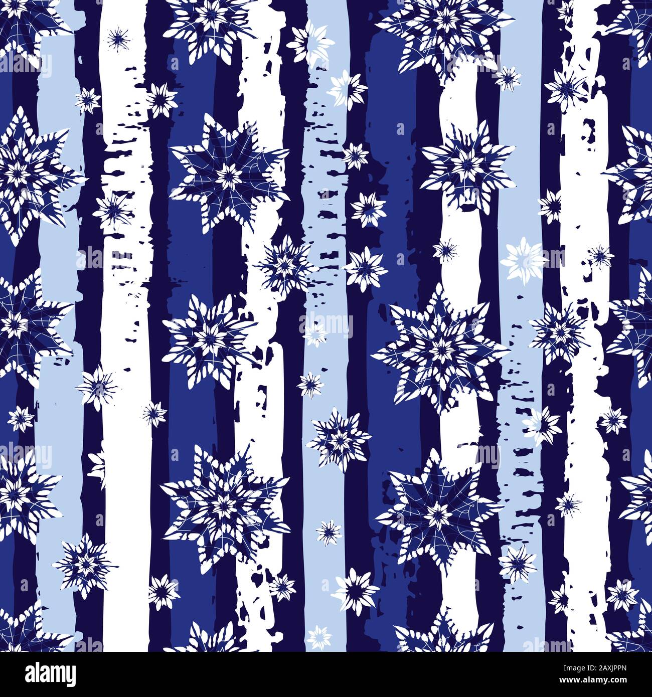 Vector blue abstract snowflake stars seamless background 03 with ...