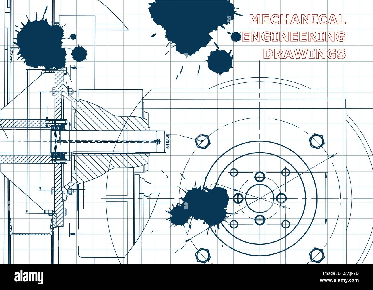 Technical illustration. Mechanical engineering. Backgrounds of ...