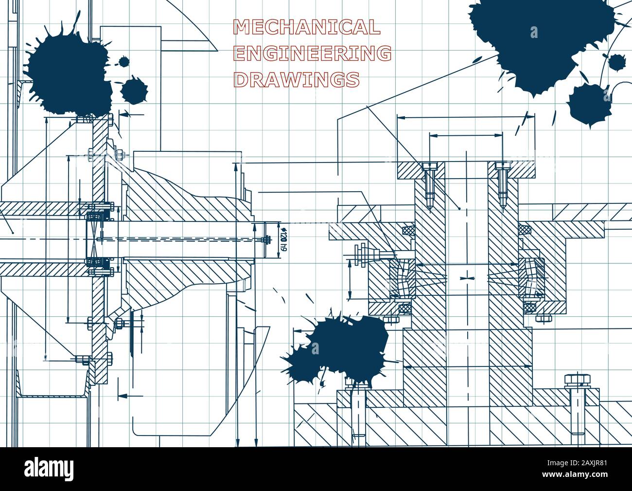 Technical illustration. Mechanical engineering. Backgrounds of ...