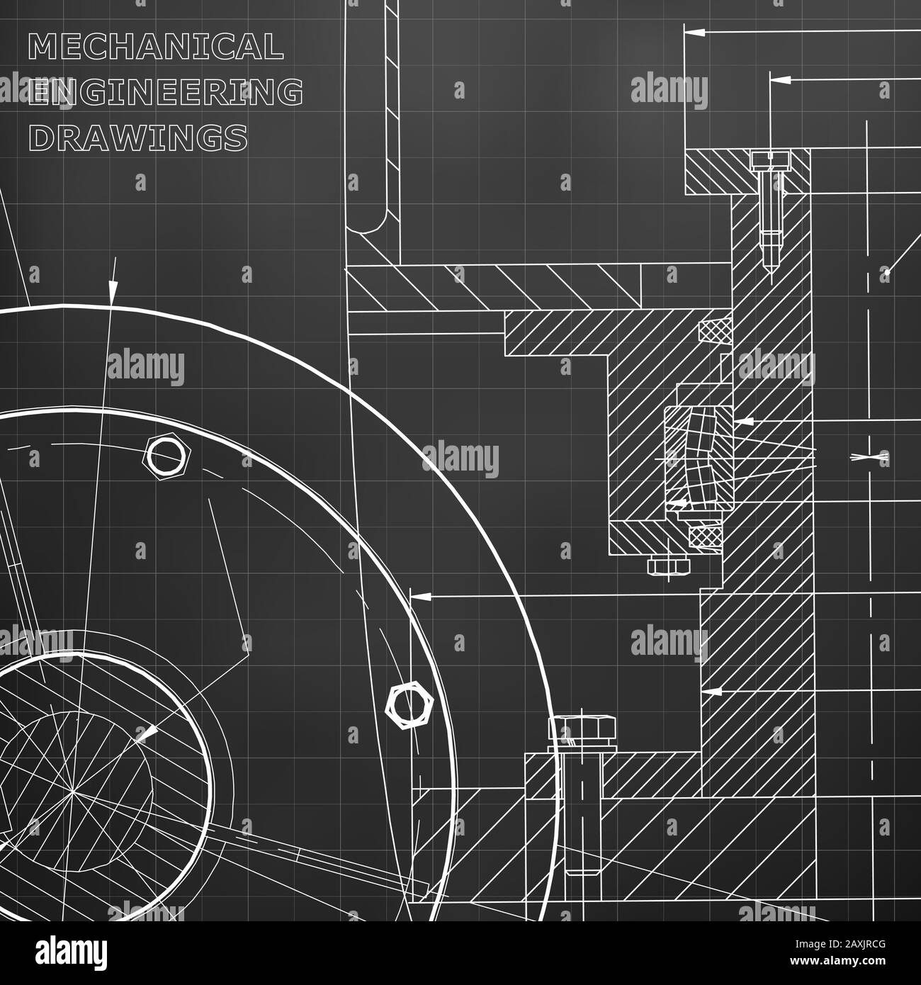 Backgrounds of engineering subjects. Technical illustration. Mechanical ...