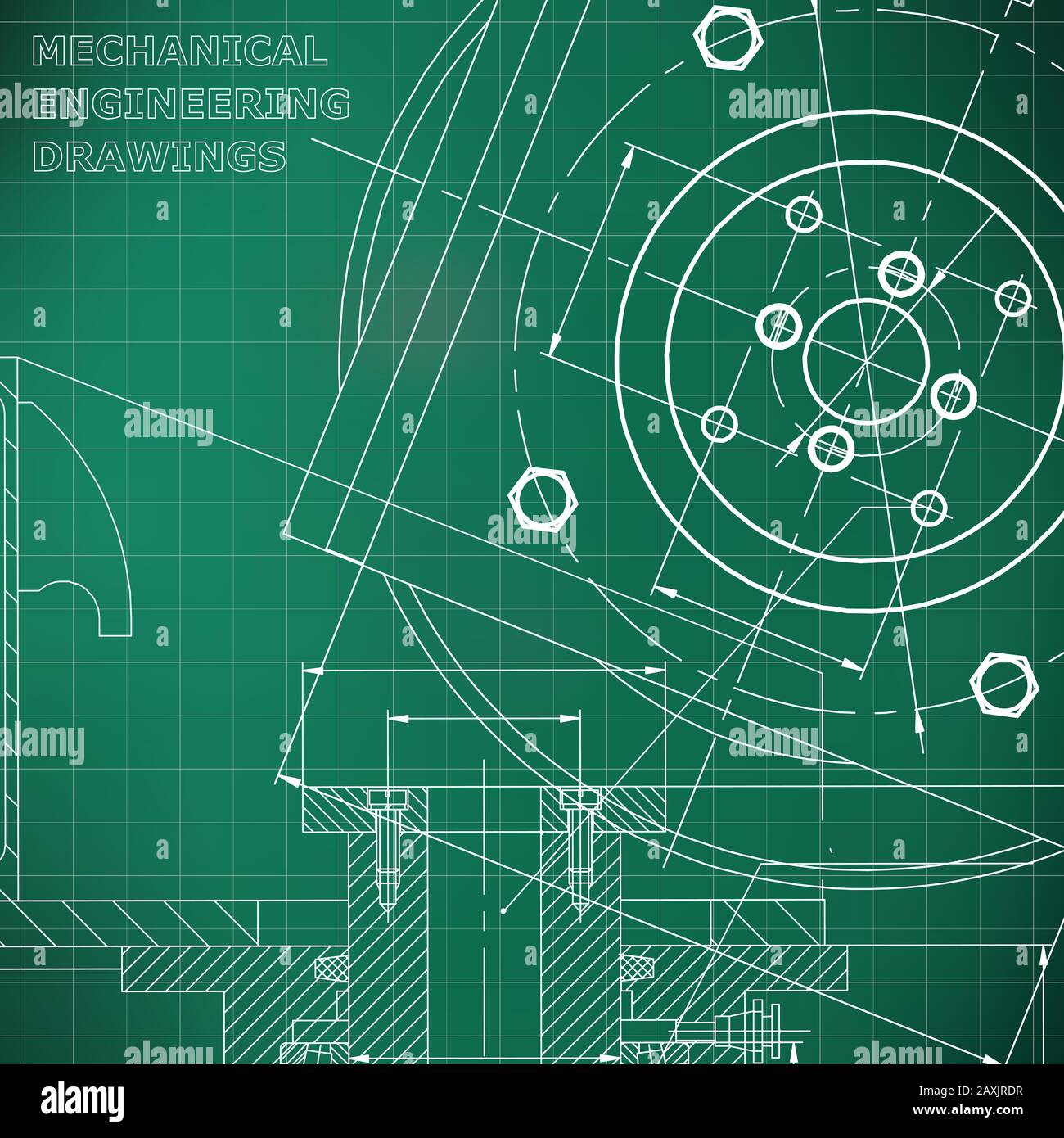 Mechanics. Technical design. Engineering. Light green background. Grid ...