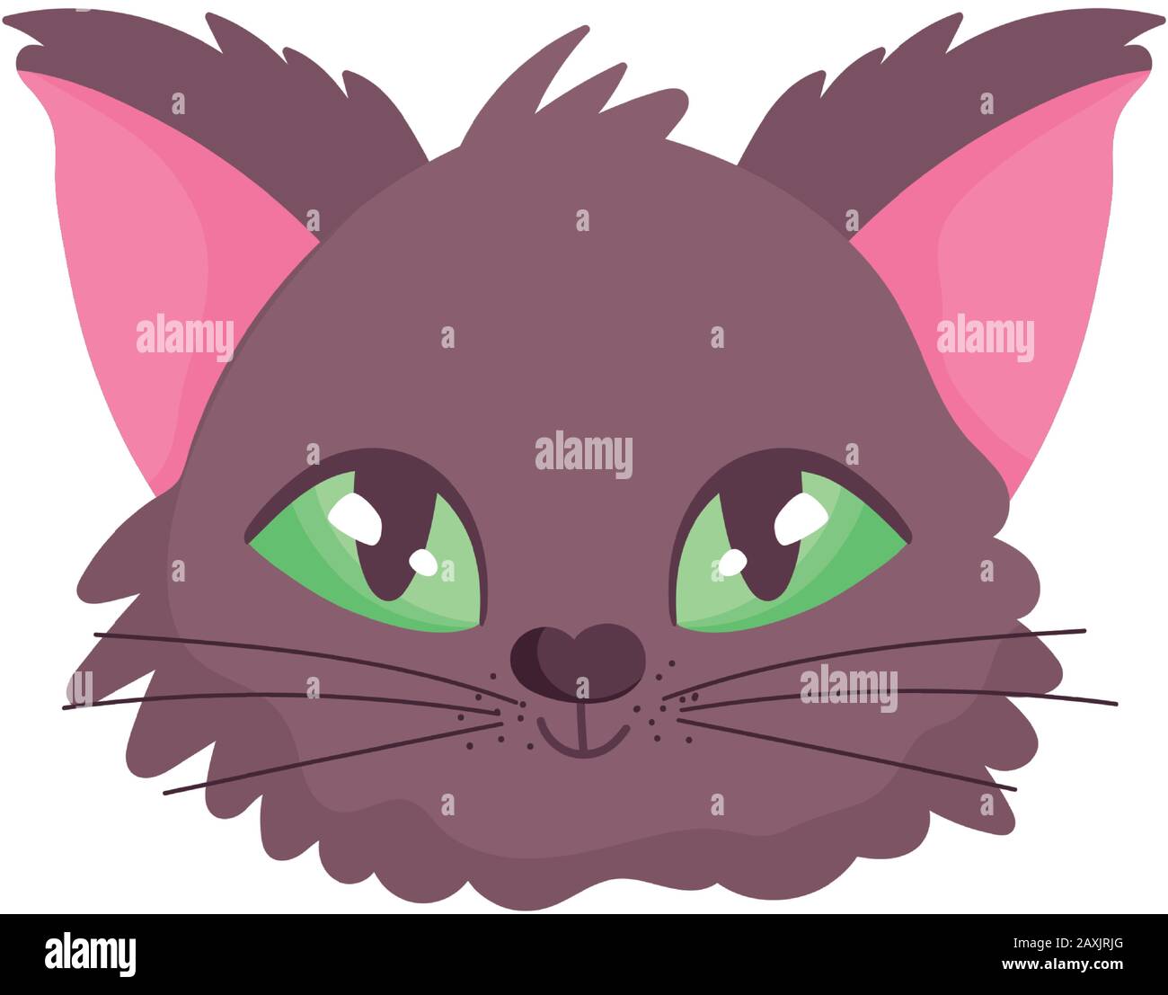 cute cat face cartoon character pets on white background vector ...